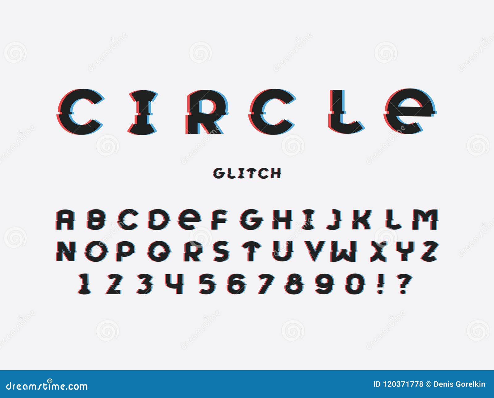 Circle Glitch Font. Vector Alphabet Stock Vector - Illustration of ...