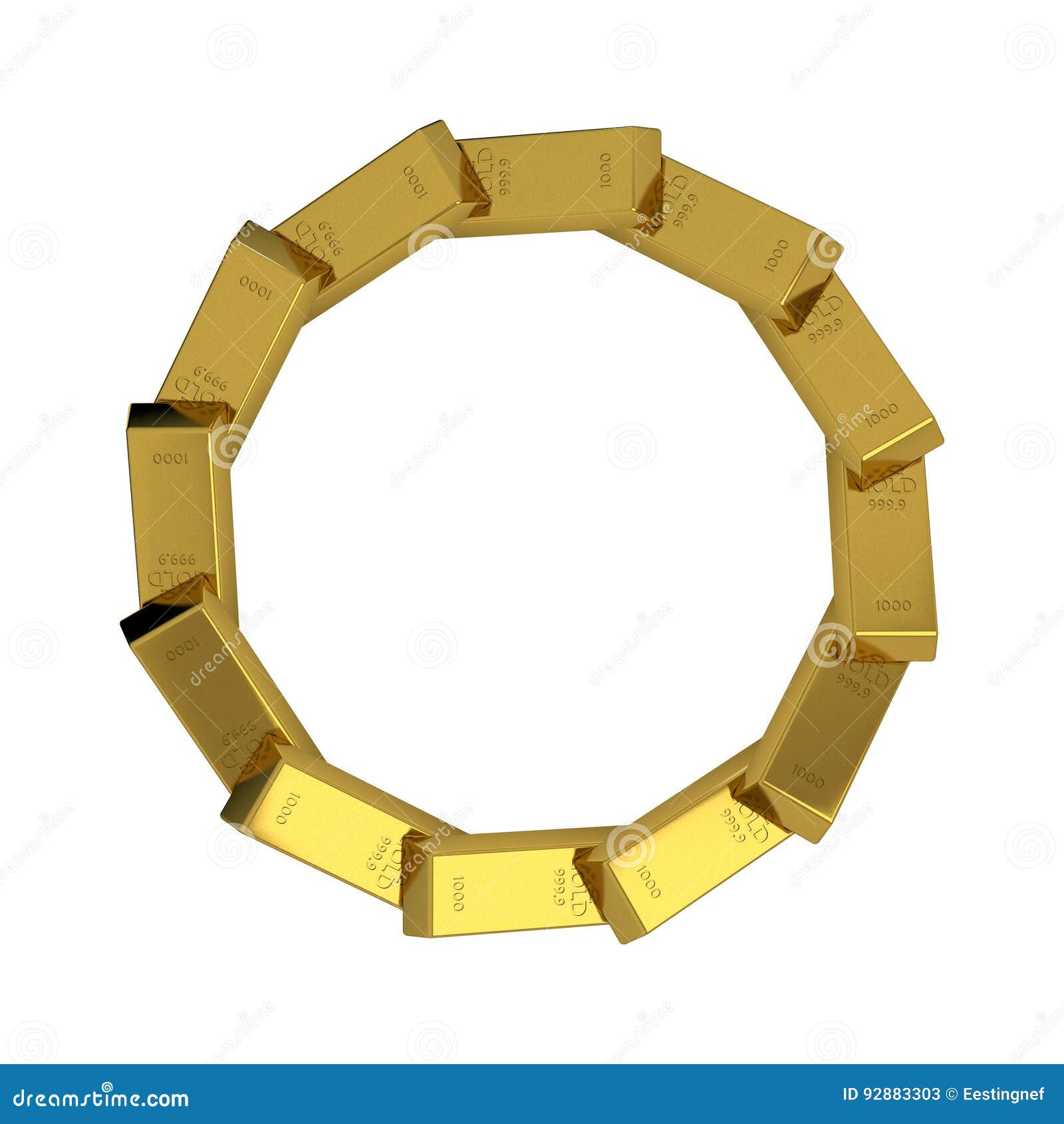 Circle from Gold Bars.Isolated on White Background Stock Illustration ...