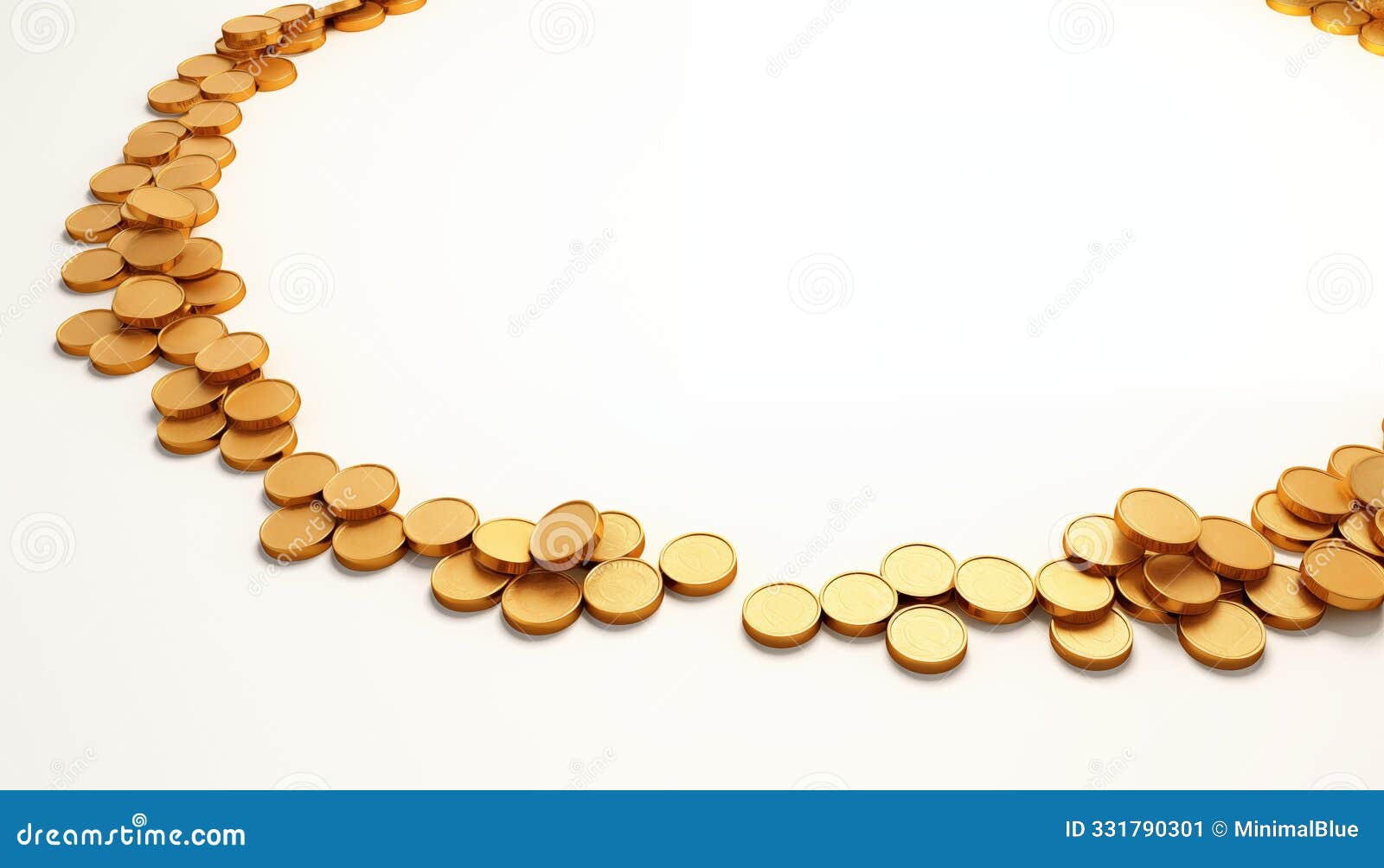 Circle of Gold Coins Arranged on White Background Stock Illustration ...