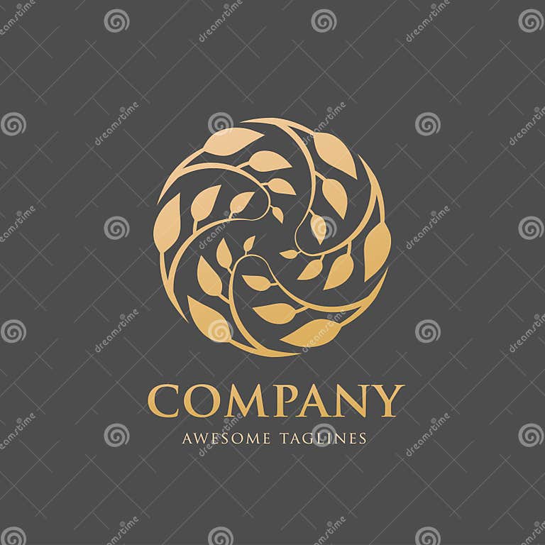 Circle Gold Leaf Ecology Nature Vector Stock Vector - Illustration of ...