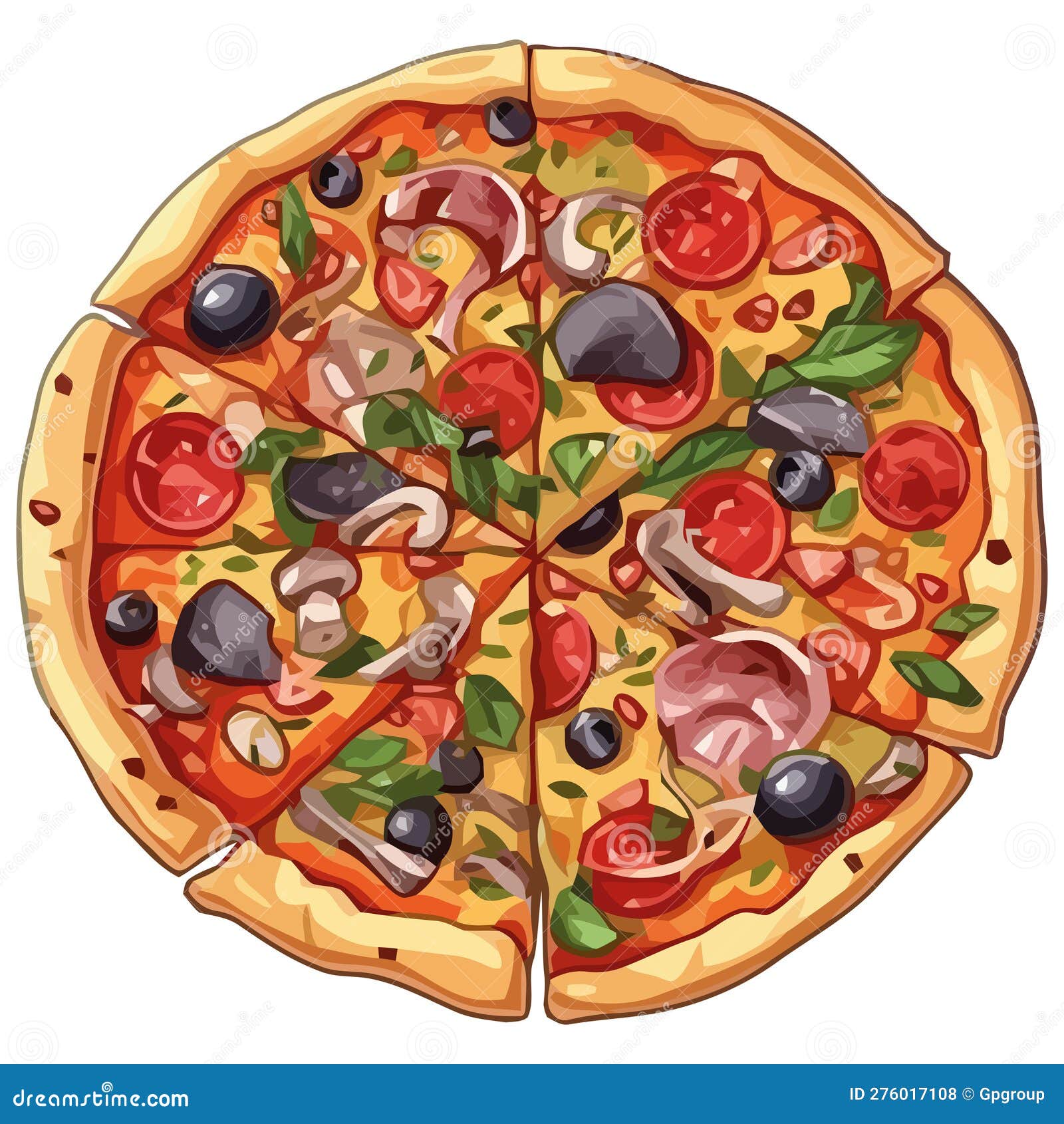 Circle of gourmet pizza stock vector. Illustration of slice - 276017108