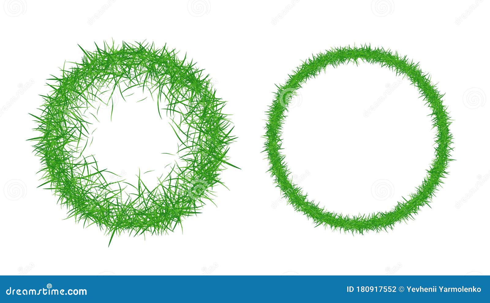 Circle Grass Frame with Copy-space. Green Grass Frame Isolated on White ...