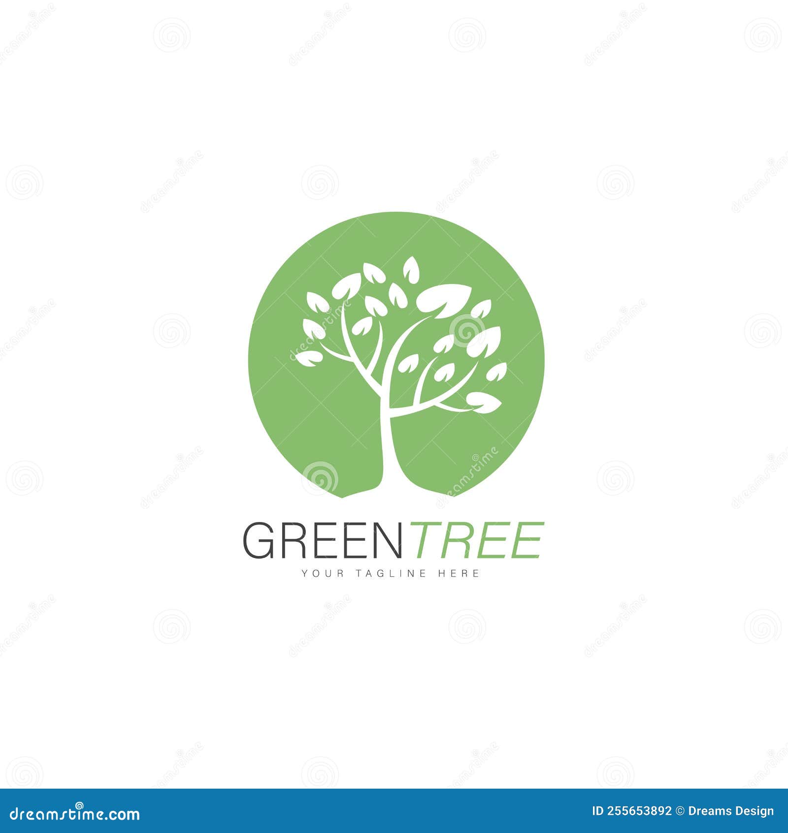 Circle Green Tree Logo Design Illustration Icon Stock Vector ...