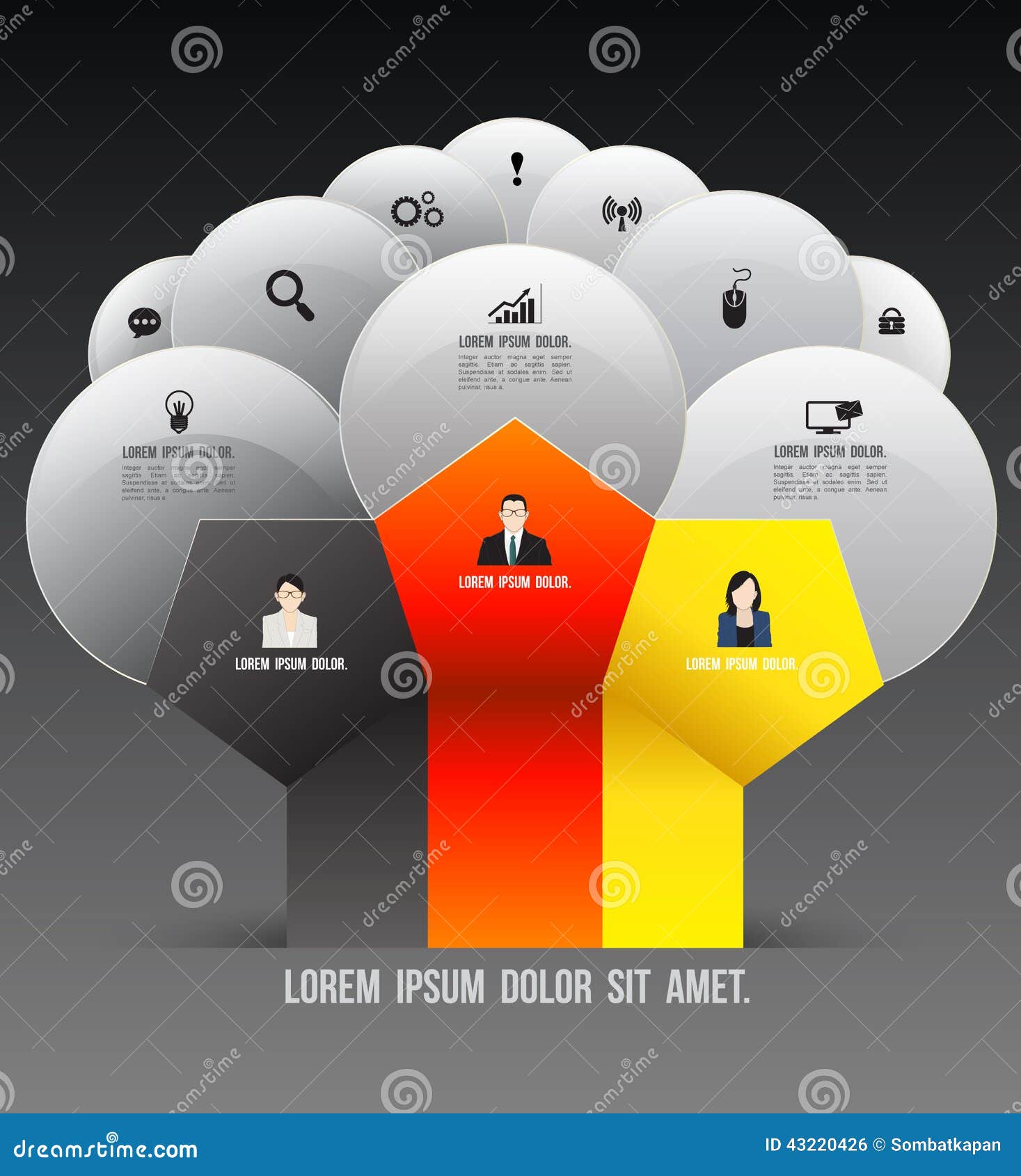 Circle Group Template with Icons Stock Vector - Illustration of ...