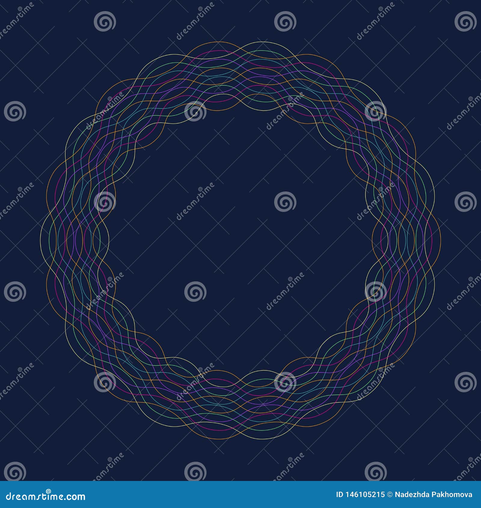 Circle Guilloch in Vector, Circle Border Frame, Abstract Round Frame ...