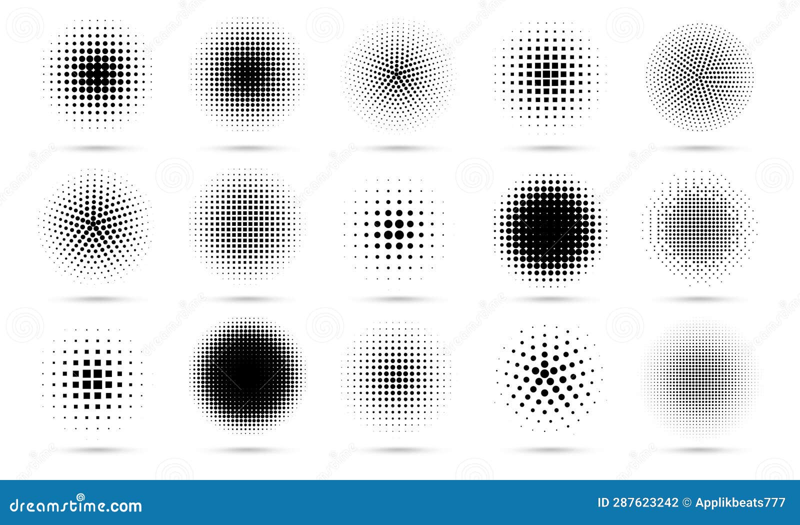 Circle Halftone. Abstract Dotted Circles, Round Halftones Geometric ...