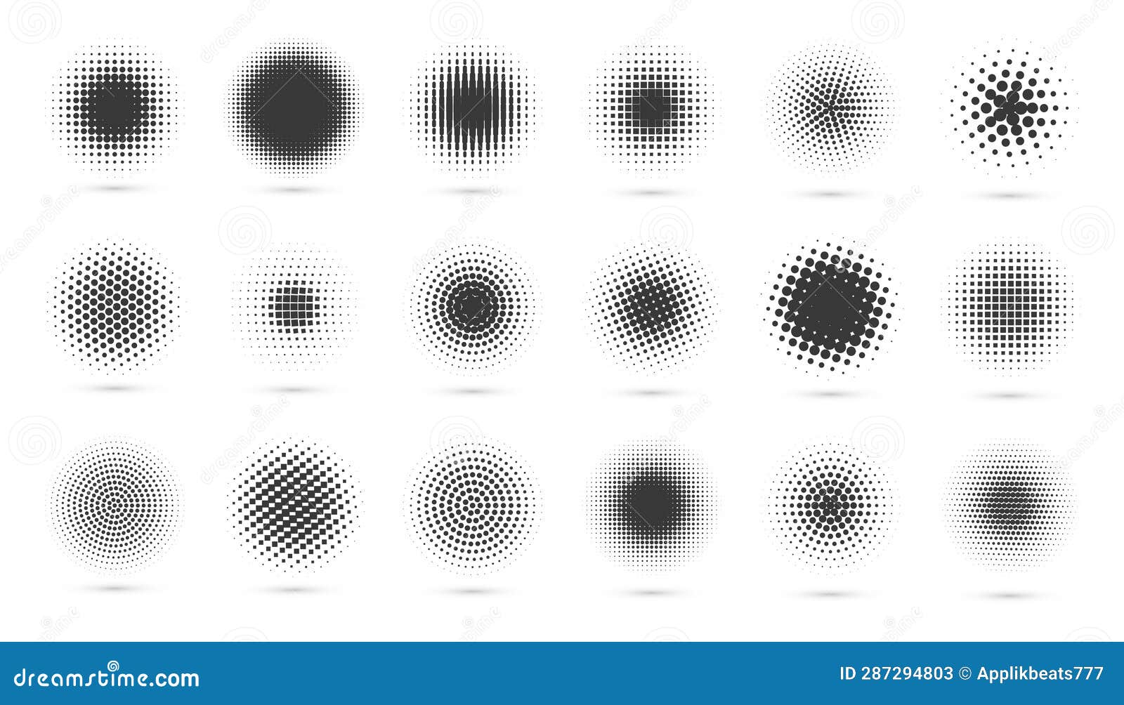 Circle Halftone Set. Modern Dotted Circles Halftones Stock Vector ...