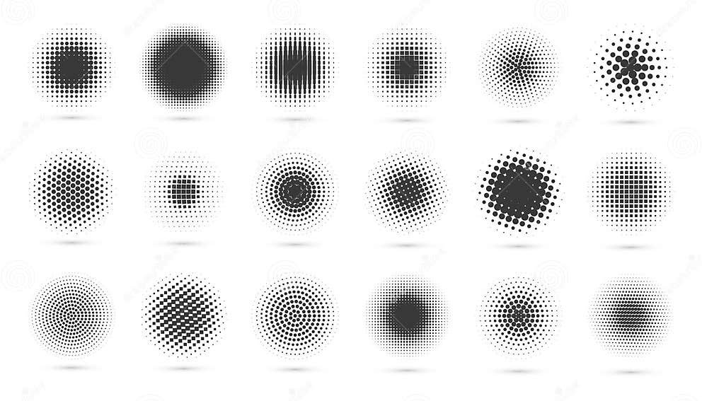 Circle Halftone Set. Modern Dotted Circles Halftones Stock Vector ...
