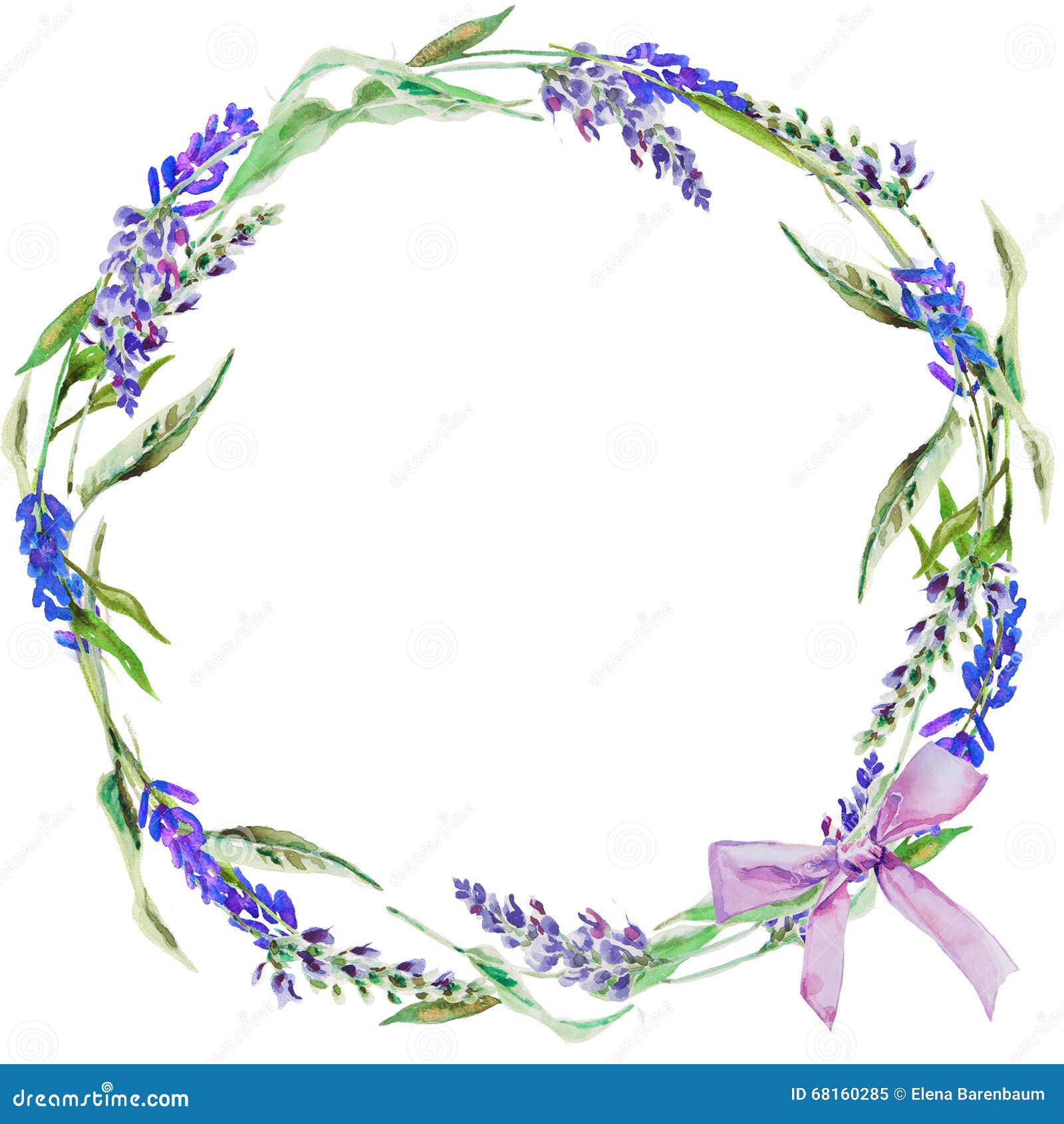 Circle of Hand Drawn Lavender Flowers Stock Illustration - Illustration ...