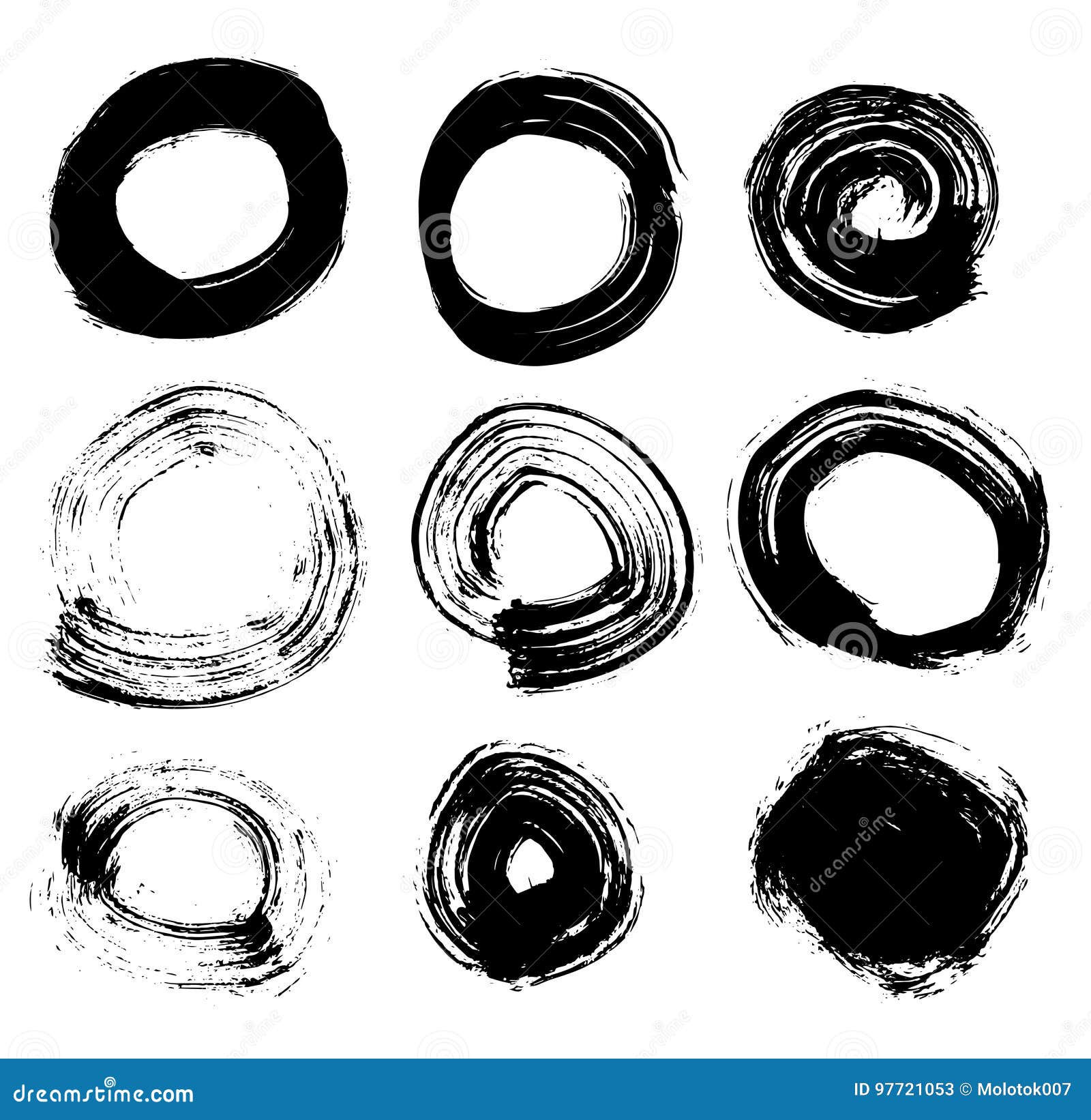 Circle Hand Drawn Set Isolated on White Background. Stock Vector ...