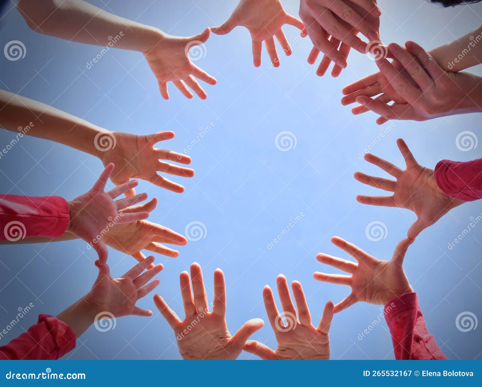 A Circle of Hands in the Sky. Together we are Stronger Stock Image ...