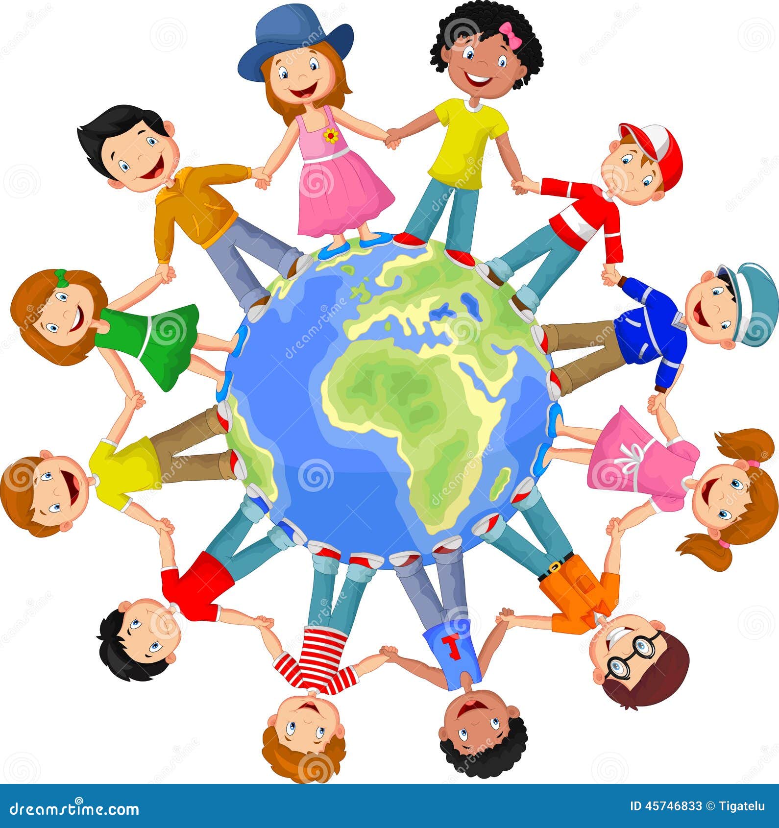 Happy Children Cartoon Different Races Vector Illustration ...