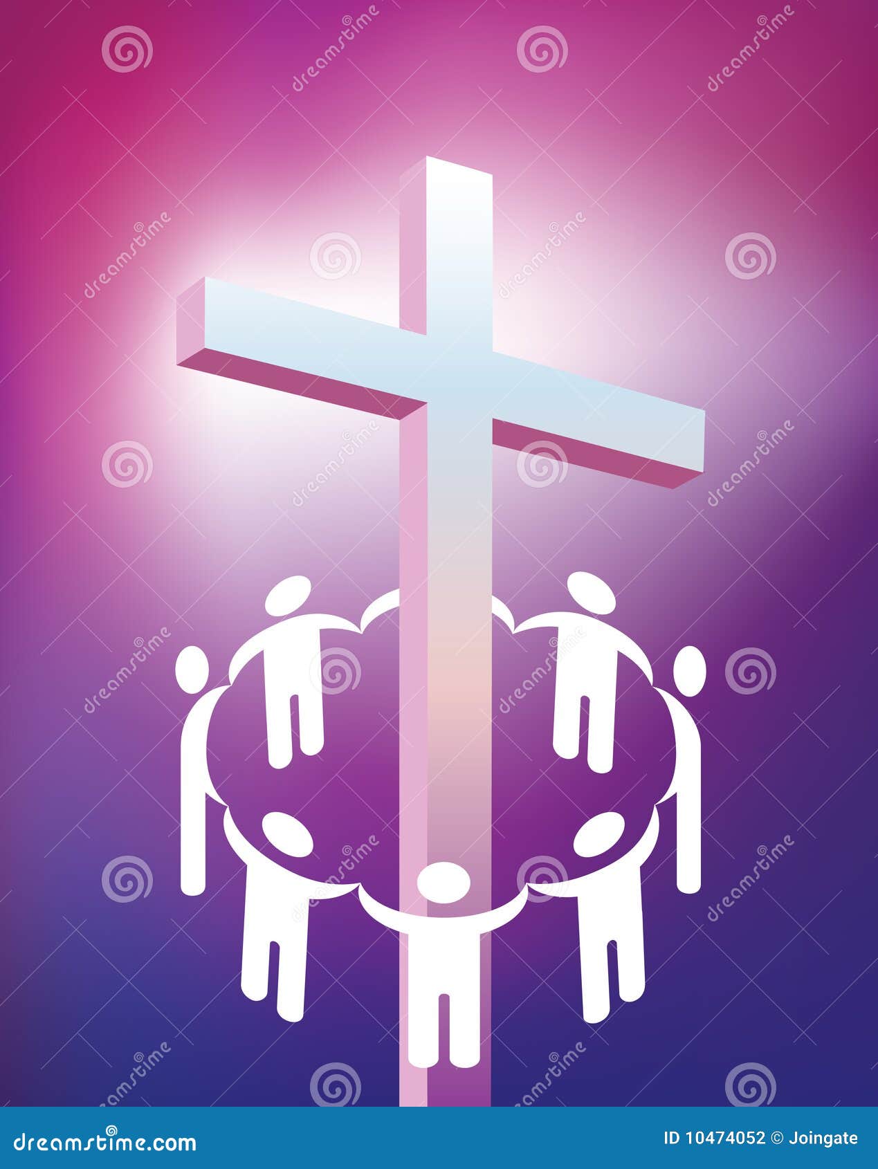 Circle Holding Hands Around Cross Stock Vector - Illustration of ...