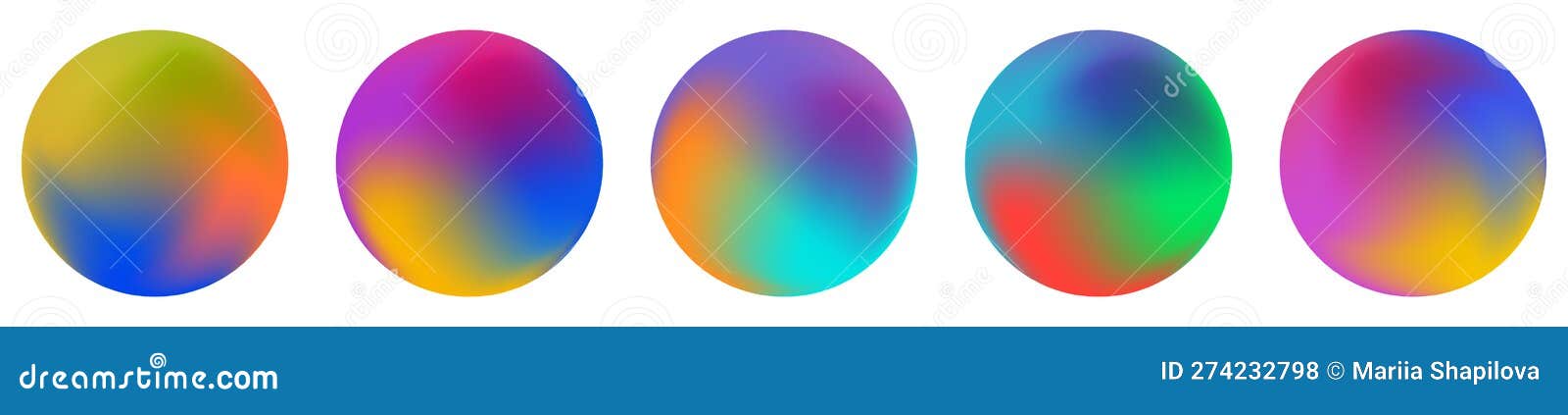 Circle Holographic Gradients Set Stock Vector - Illustration of neon ...