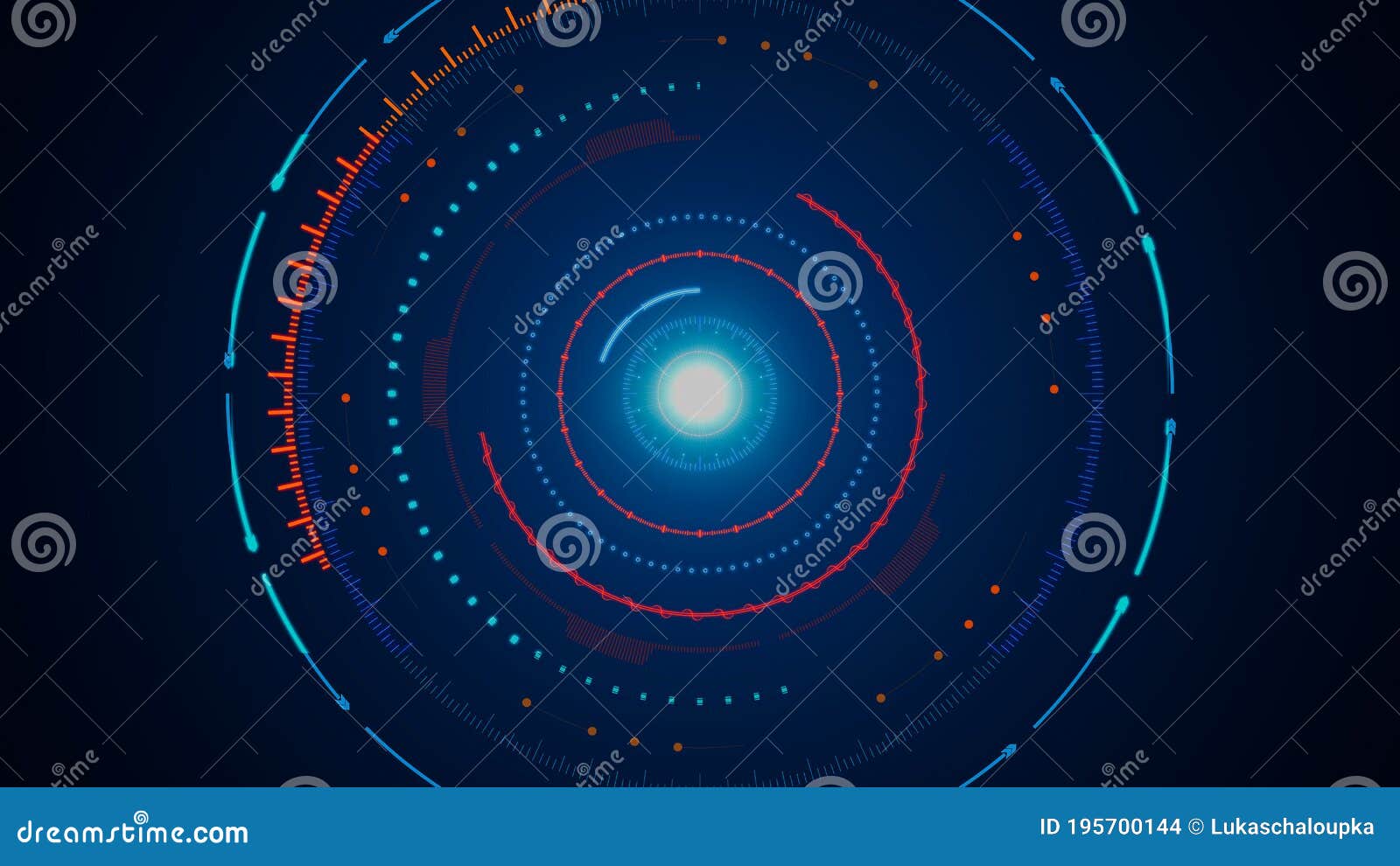 Circle HUD Colorful Outline Elements on Blue Gradient Background. 3D ...