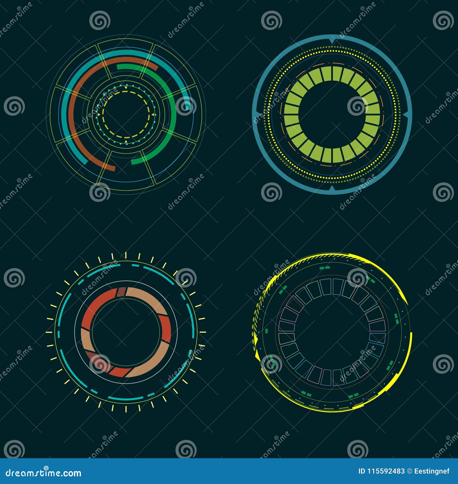 Circle HUD Interface Elements. Vector Illustration. Stock Vector ...