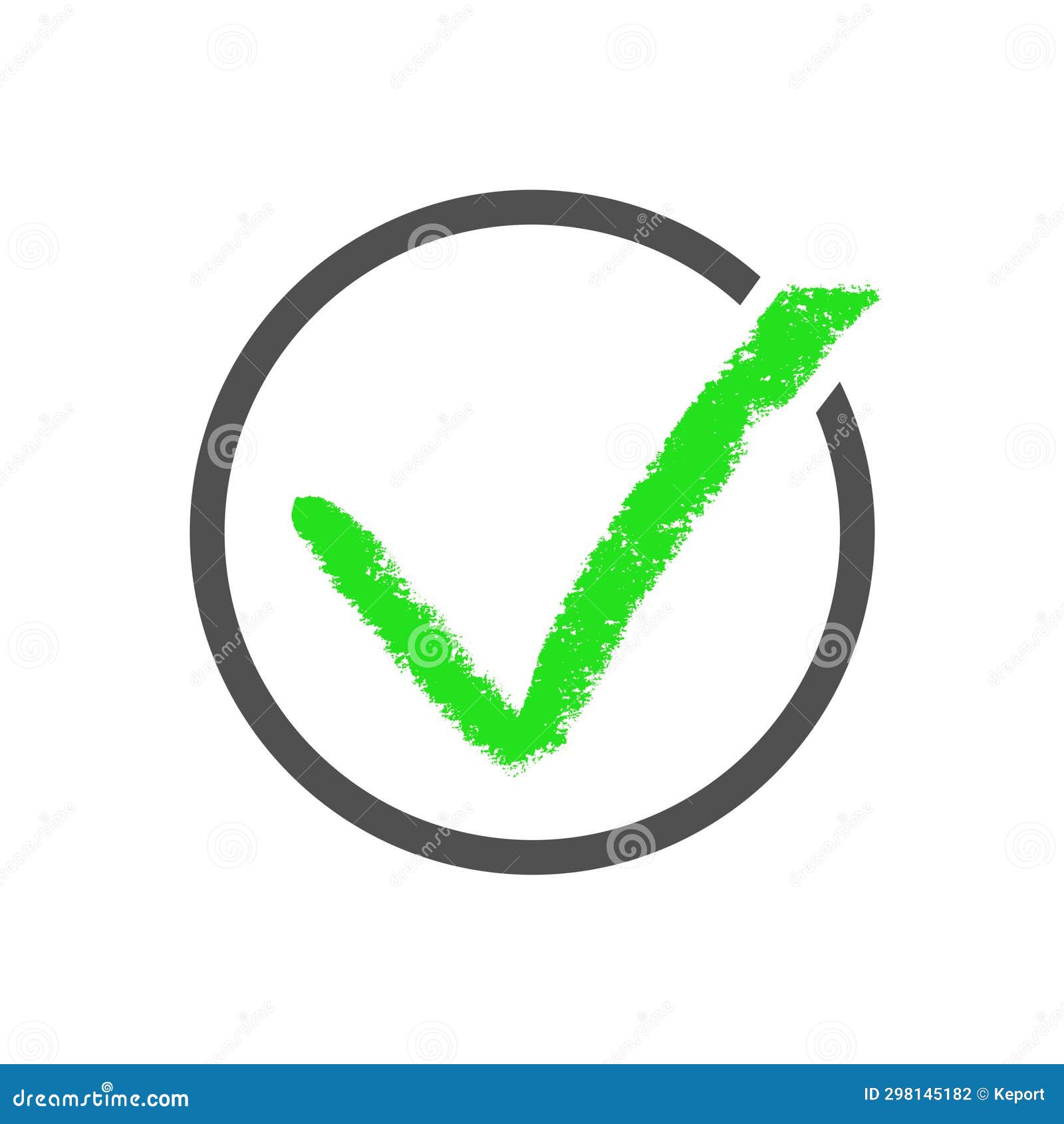 Circle Icon with Green Tick Made with Pencil Stock Illustration ...