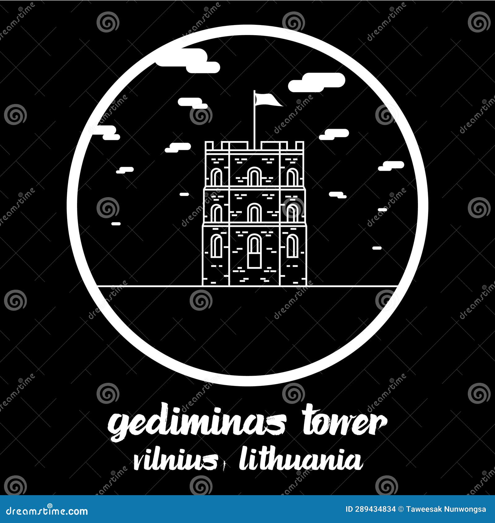 Circle Icon Line Gediminas Tower. Vector Illustration Stock ...