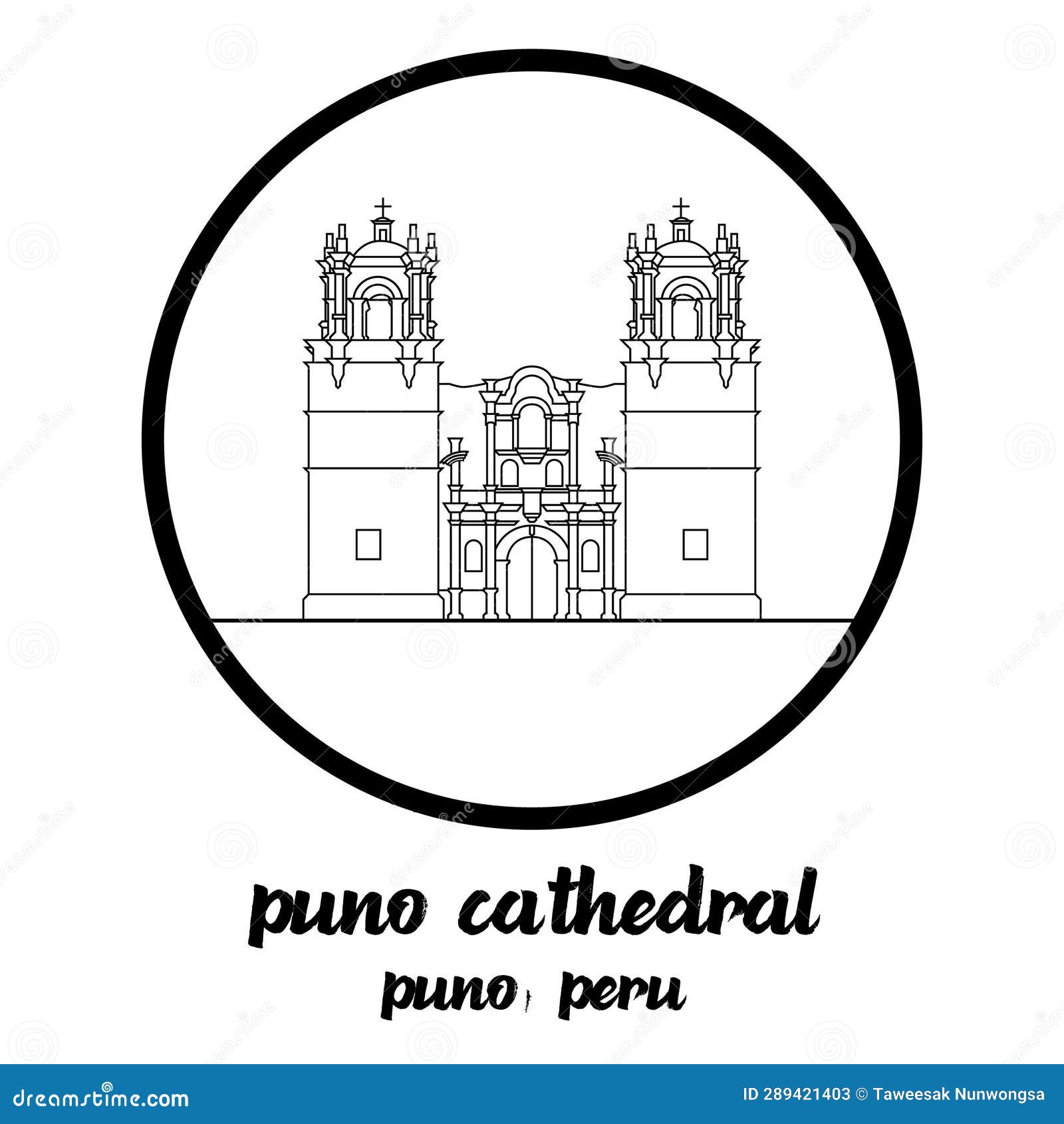 Circle Icon Line Puno Cathedral. Vector Illustration Stock Vector ...