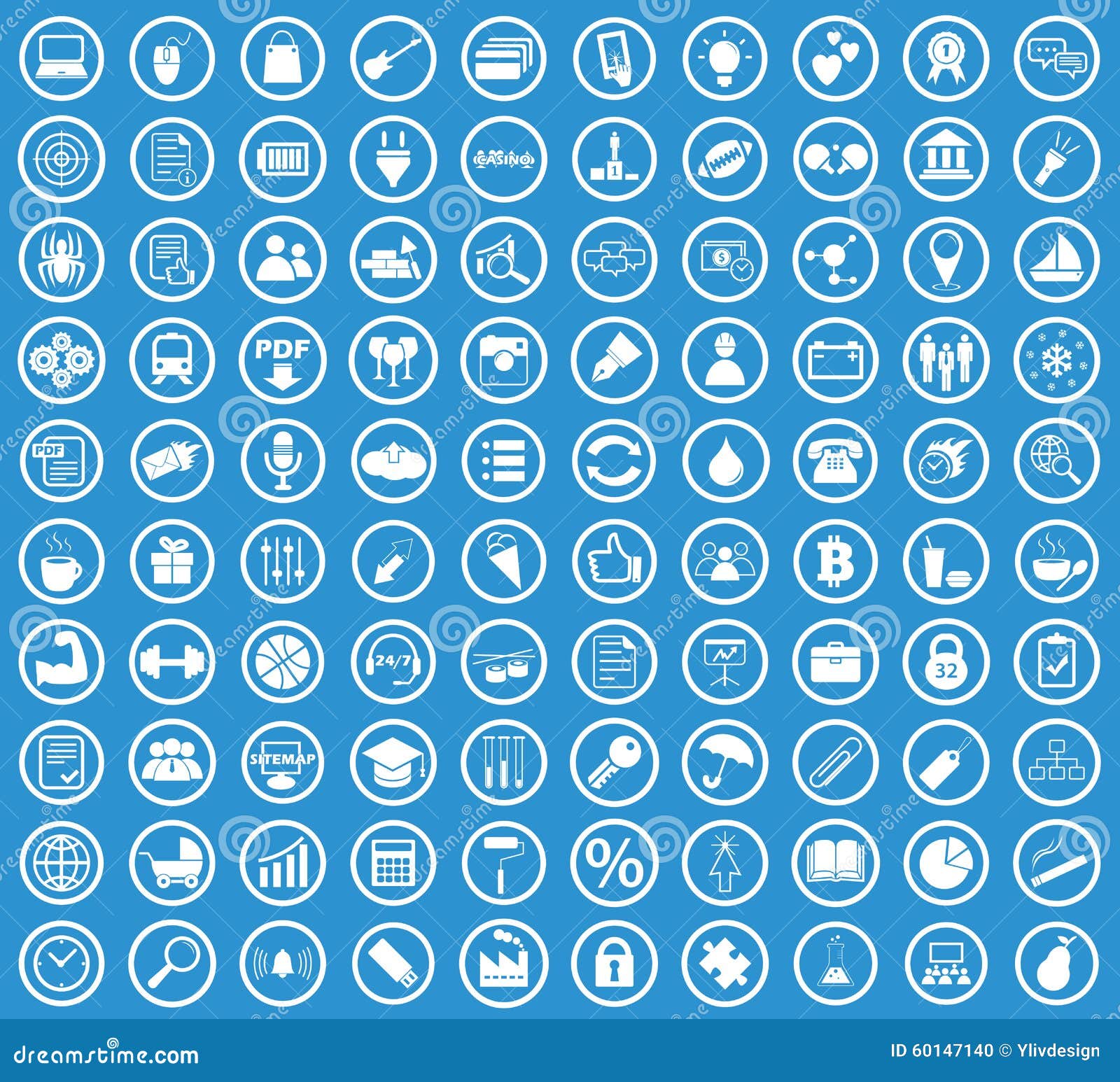 Circle icon set, blue stock vector. Illustration of battery - 60147140