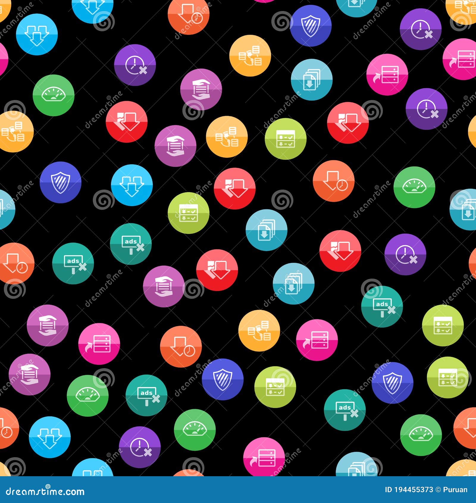 Circle Icons - File Sharing Seamless Pattern. Stock Vector ...