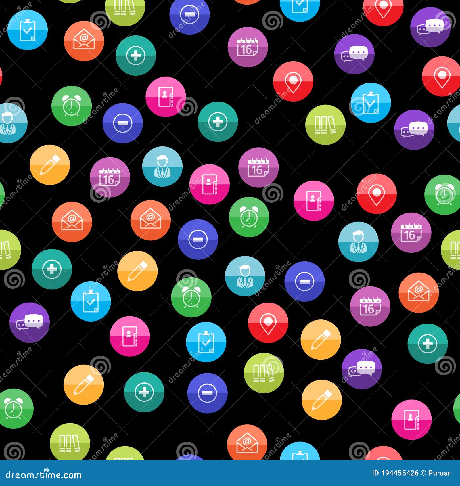 Circle Icons - Group Collaboration Seamless Pattern. Stock Vector ...