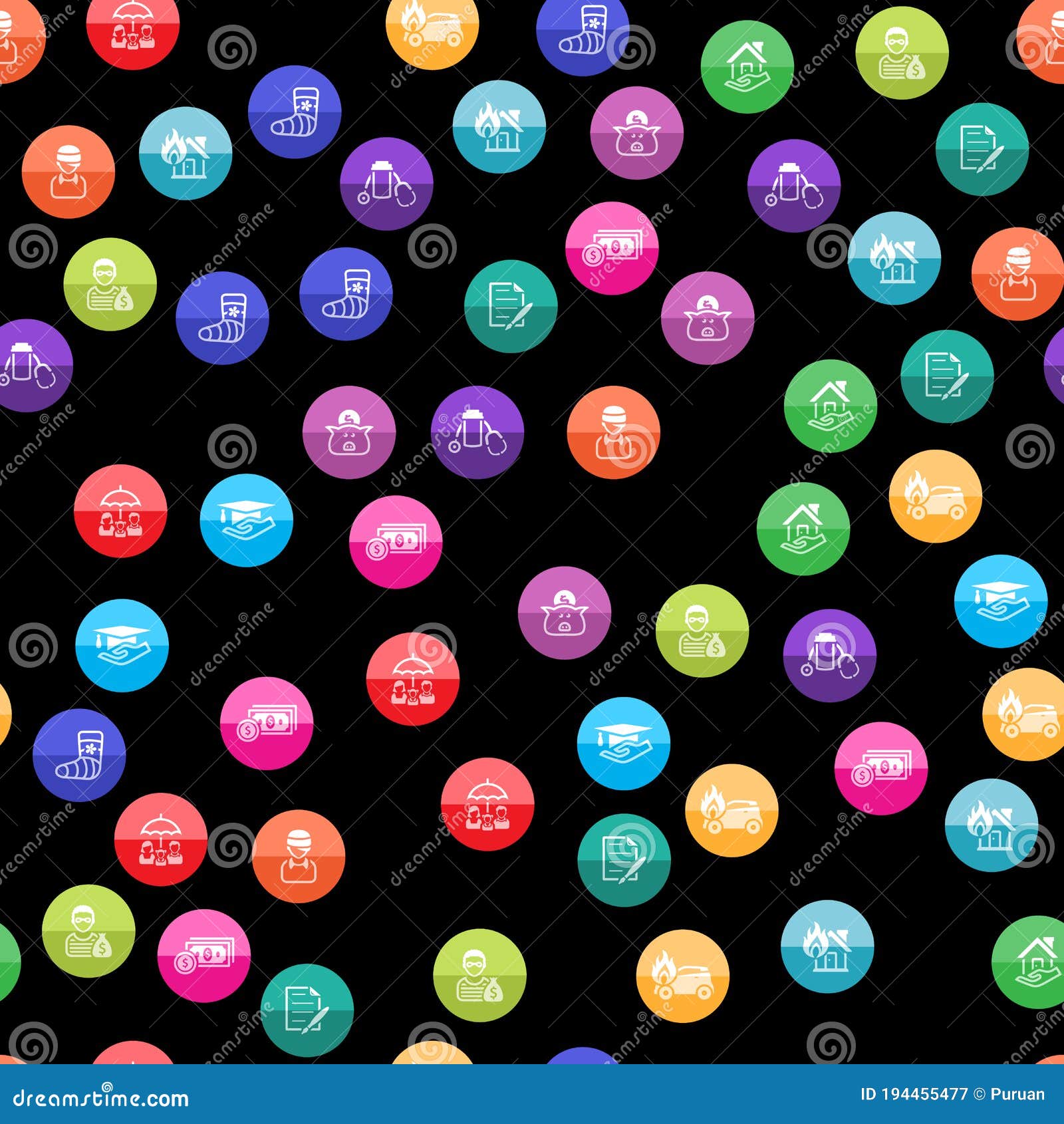 Circle Icons - Insurance Seamless Pattern. Stock Vector - Illustration ...