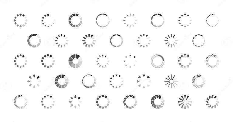 Circle Icons, Progress Loading Symbols. Isolated Circular Vector Signs ...