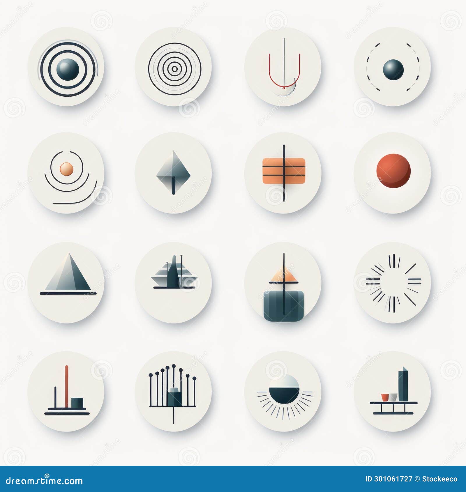 Abstract Icon Set with Mix of Realistic and Fantastical Elements Stock ...