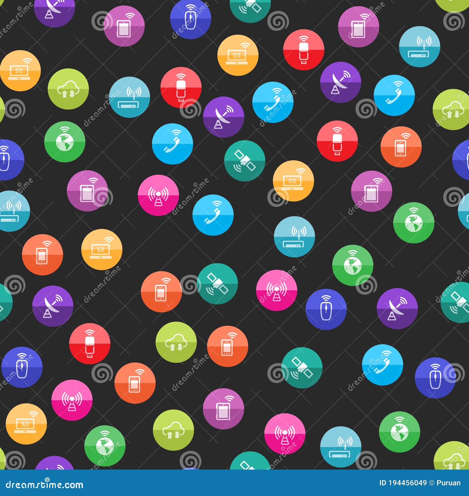 Circle Icons - Wireless Seamless Pattern. Stock Vector - Illustration ...