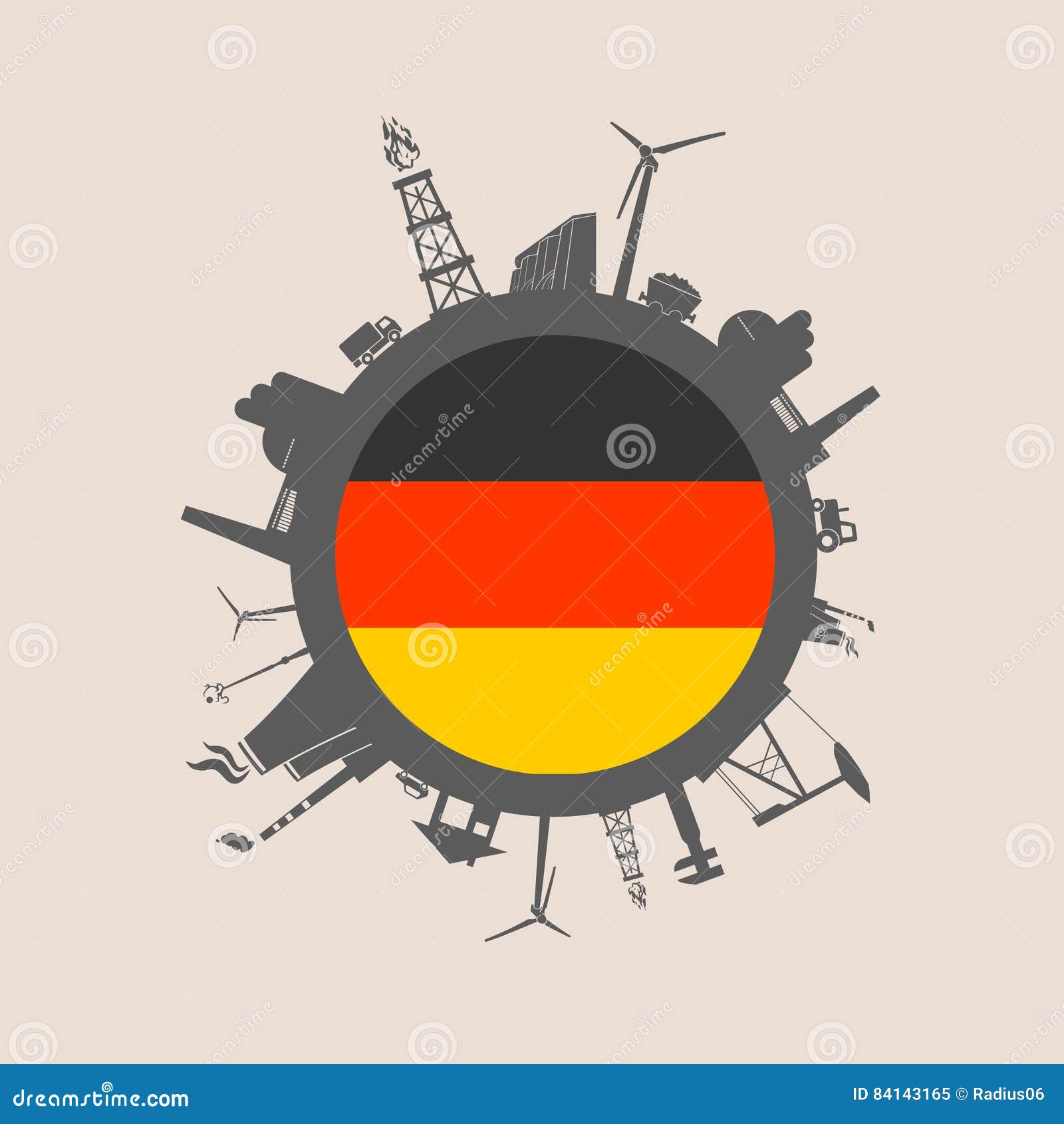 Circle with Industry Relative Silhouettes. Germany Flag Stock Vector ...
