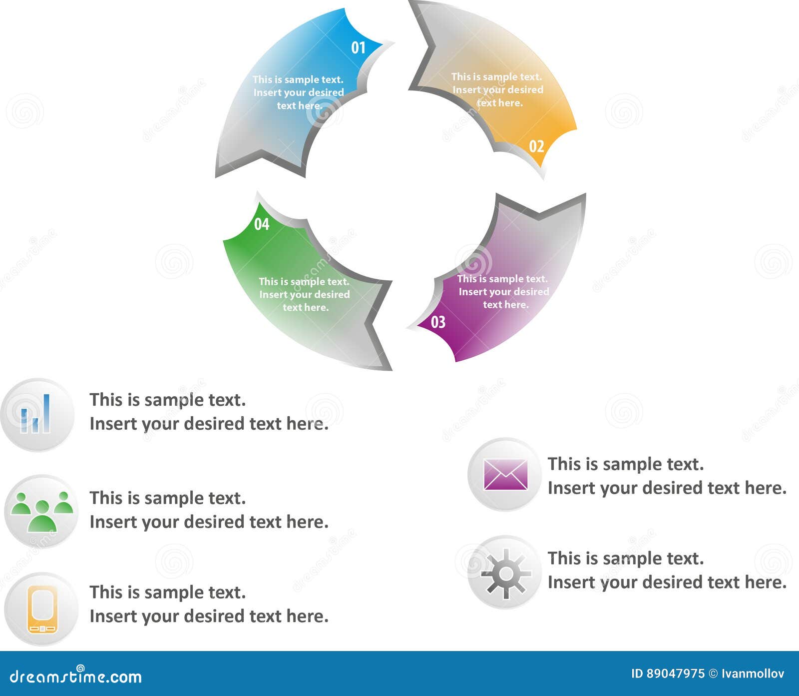 Circular Steps Arrow, Color Infographic Illustrati Cartoon Vector ...