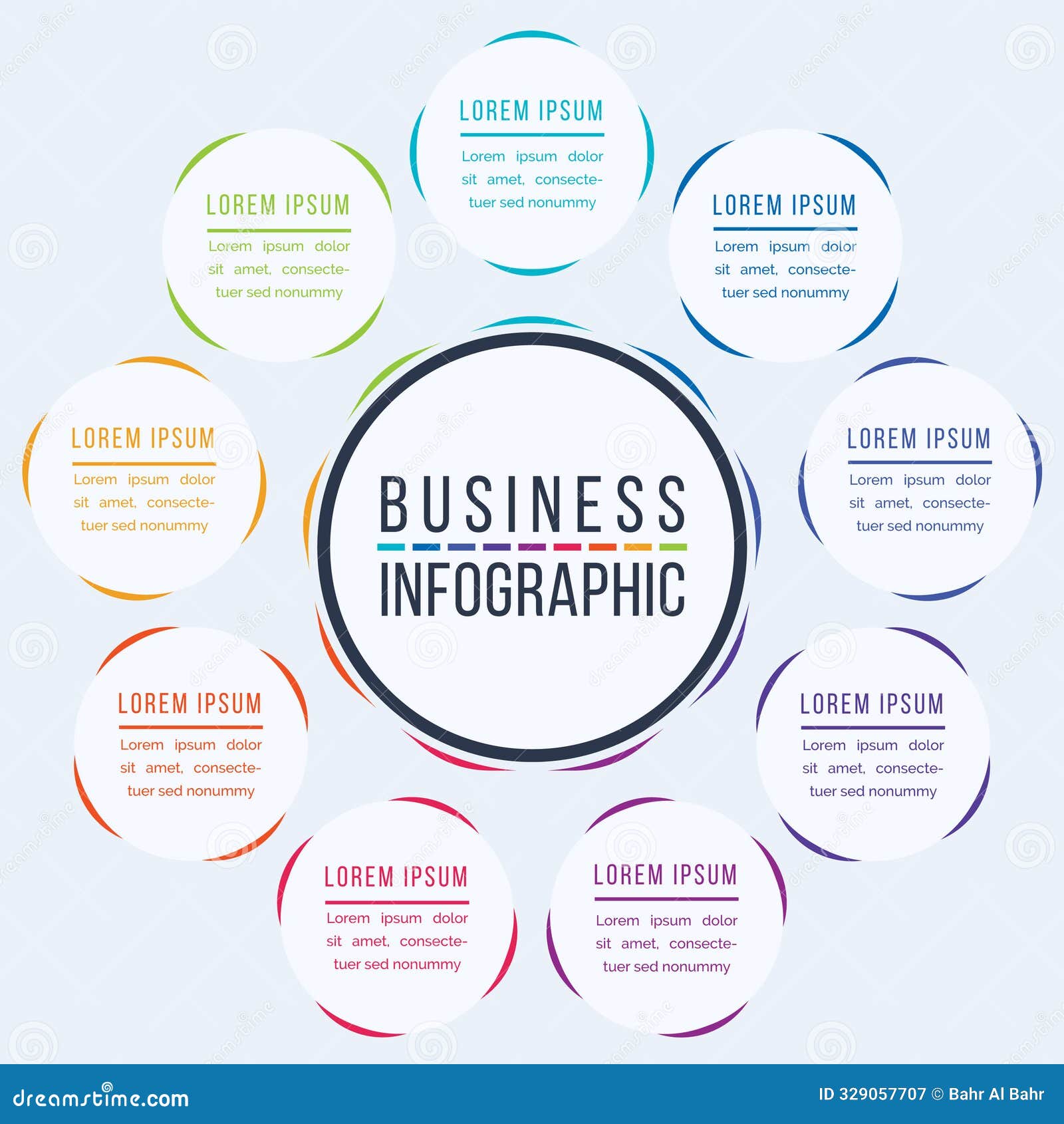 Circle Infographic Design 9 Steps, Objects, Elements or Options ...