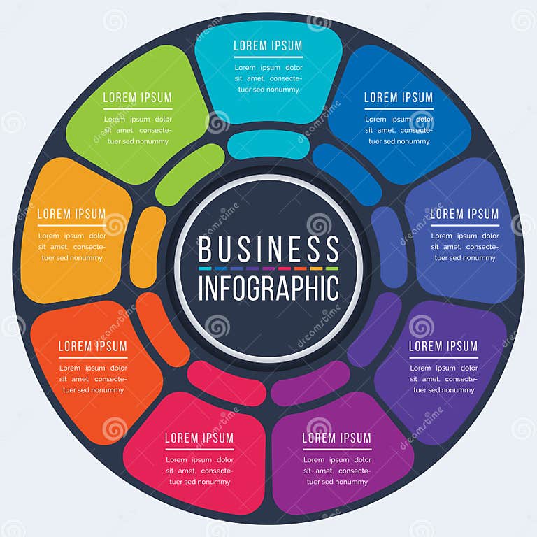 Circle Infographic Design 9 Steps, Objects, Elements or Options ...