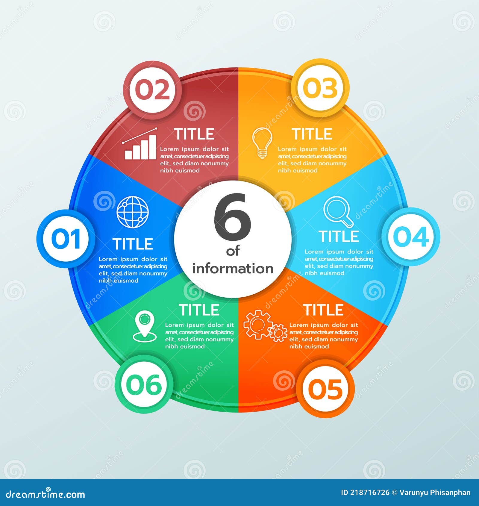 Circle Infographic Design Vector Report Diagram for Business with 6 ...