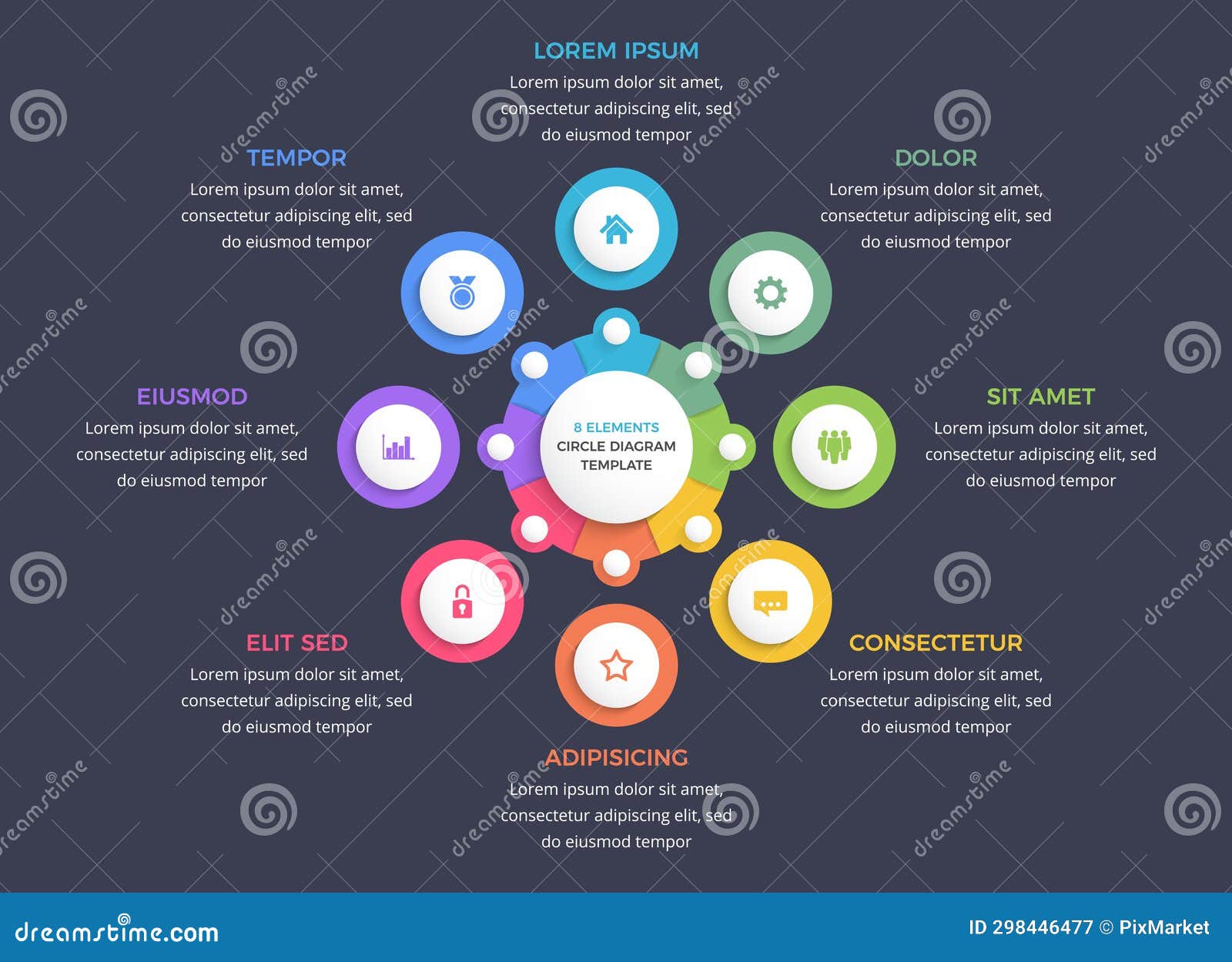 Circle Infographic Template - Eight Elements Stock Vector ...