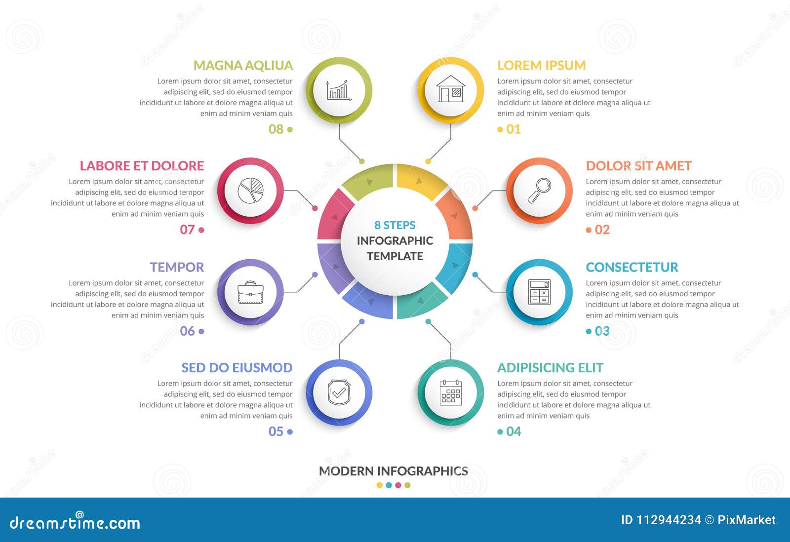 Circle Infographics - Eight Elements Stock Vector - Illustration of ...