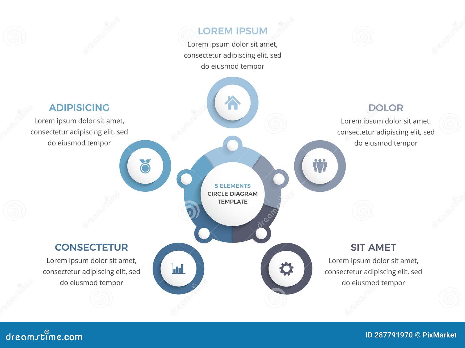 Circle Infographic Template - Five Elements Stock Illustration - Illustration of infographics ...