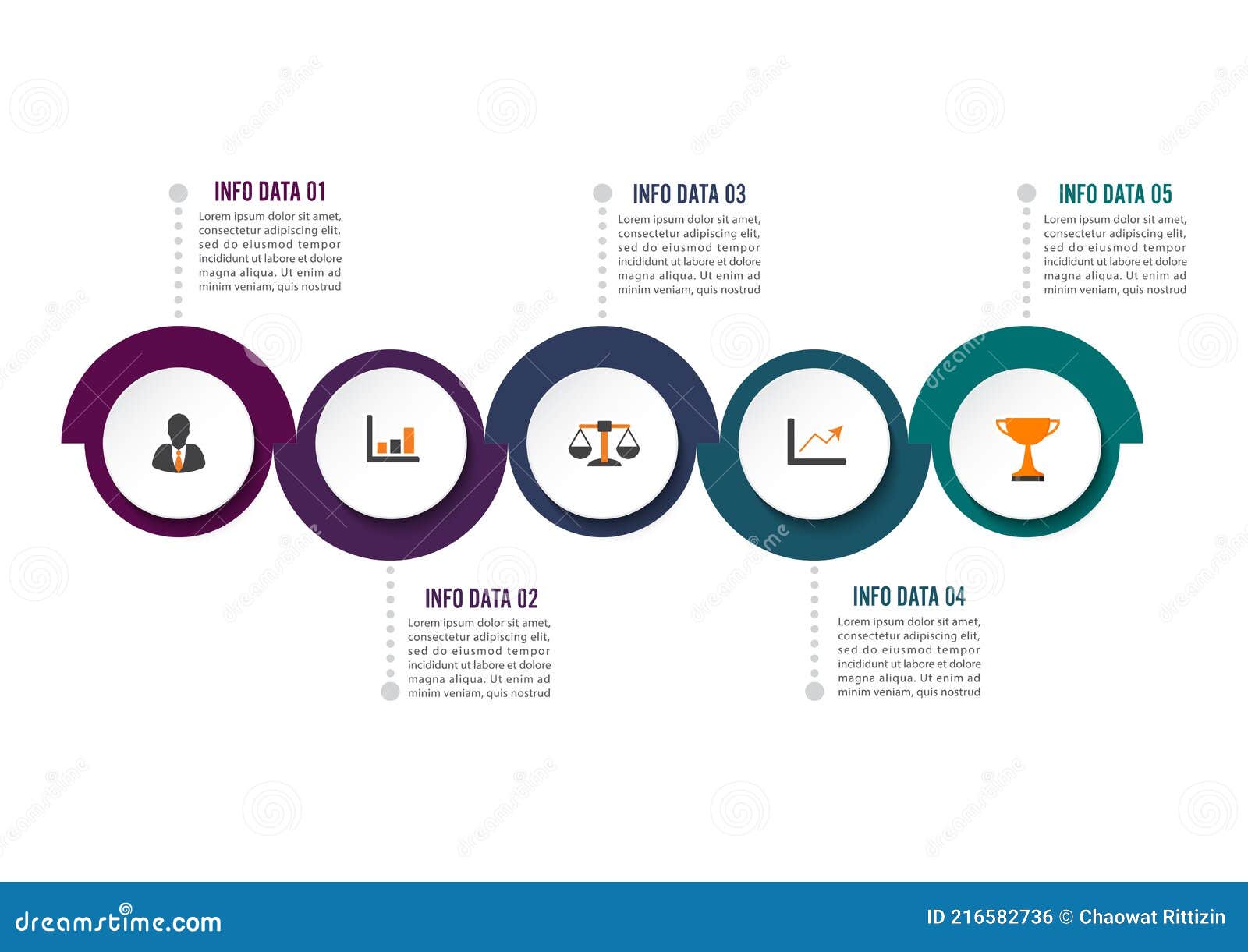 Circle Infographic Template Five Option, Process or Step for Business ...