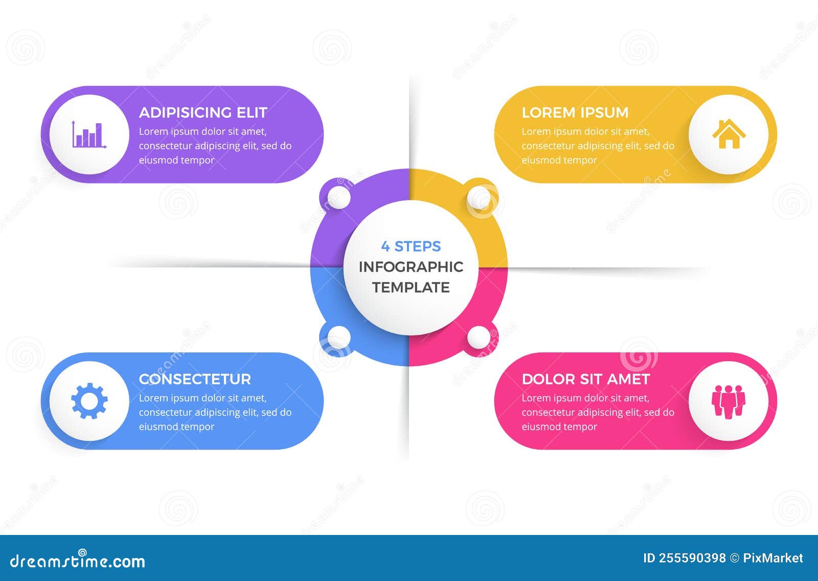 Circle Infographic Template With Four Elements Stock Vector