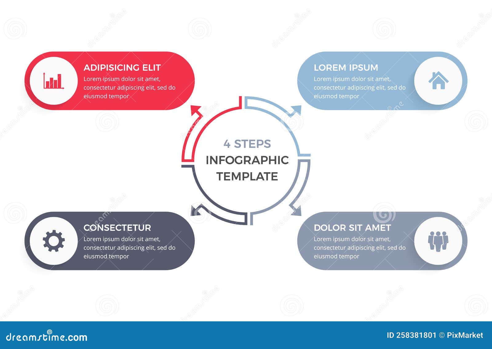 Circle Infographic Template with Four Elements Stock Vector ...