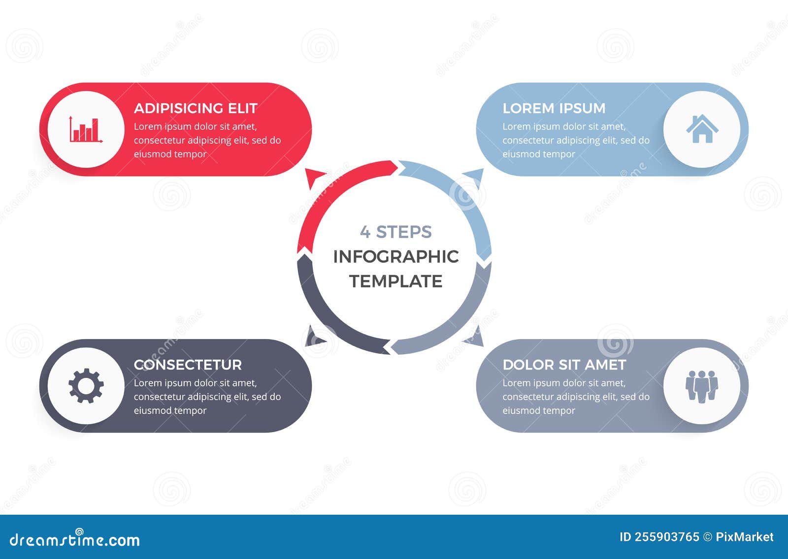 Circle Infographic Template with Four Elements Stock Vector ...