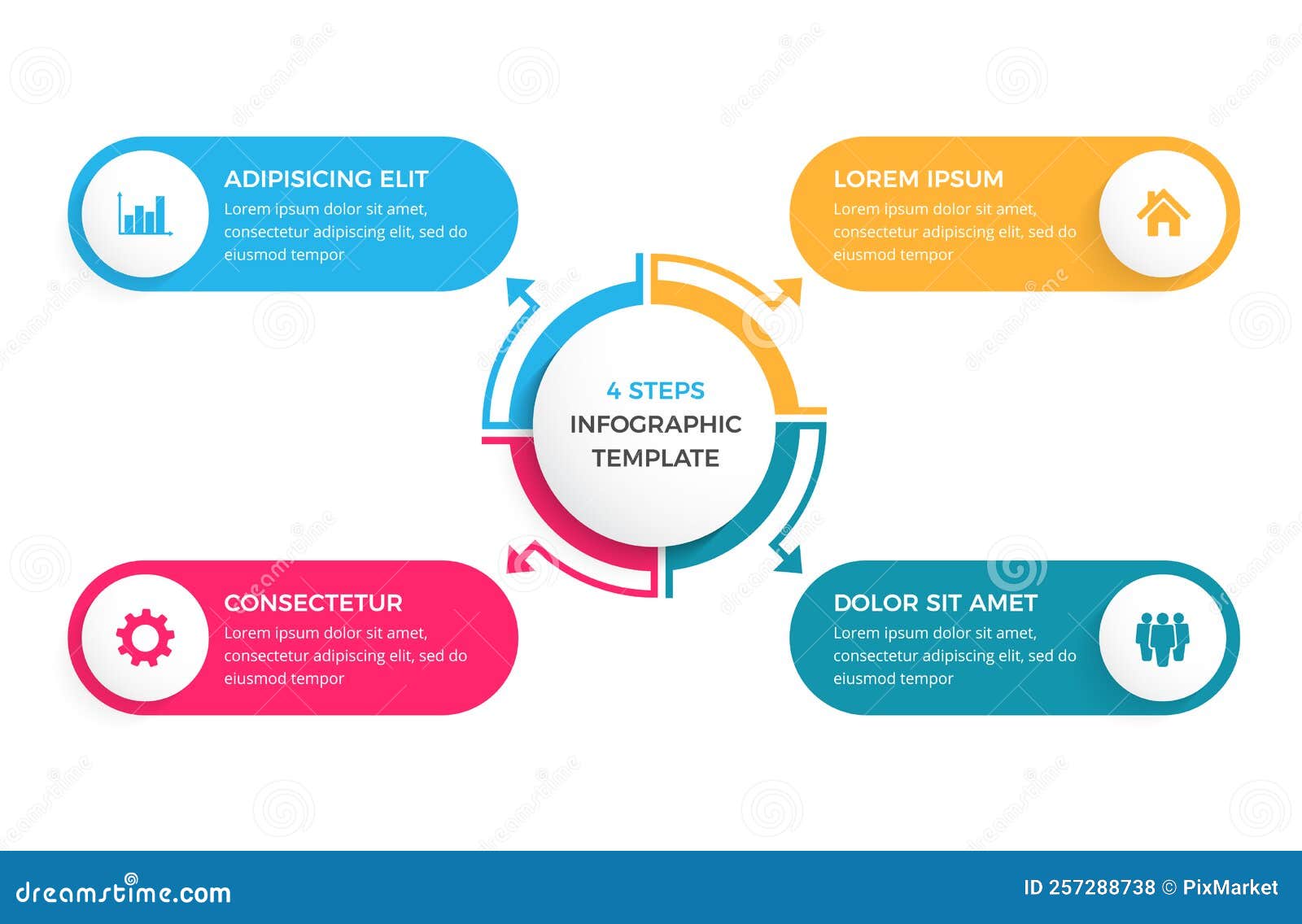Circle Infographic Template with Four Elements Stock Vector ...