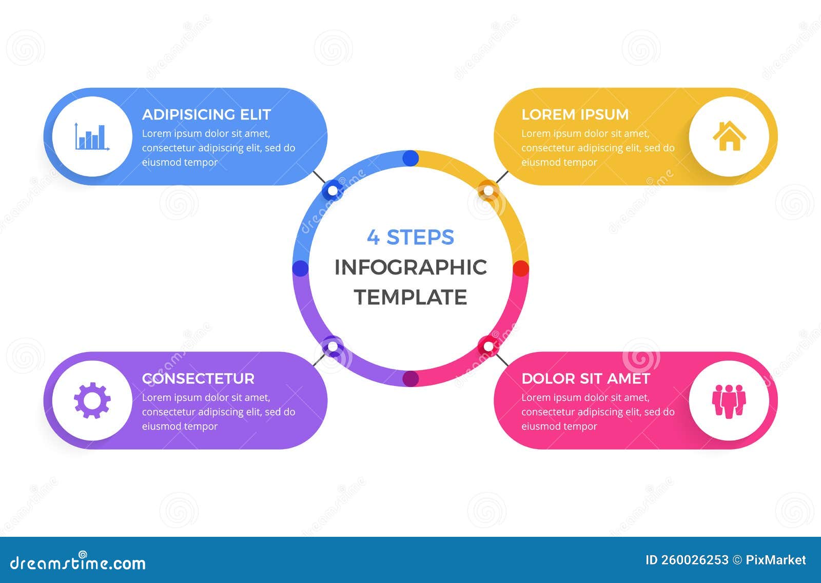 Circle Infographic Template with Four Elements Stock Vector ...