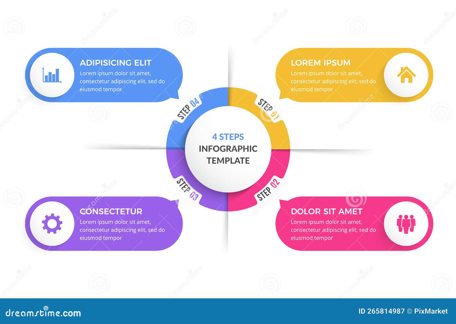 Circle Infographic Template with Four Elements Stock Vector ...
