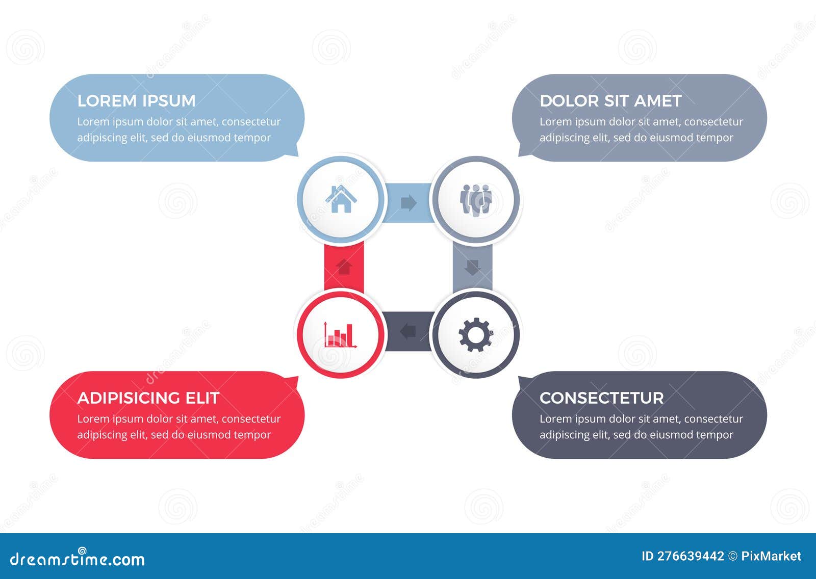 Circle Infographic Template with Four Elements Stock Vector ...