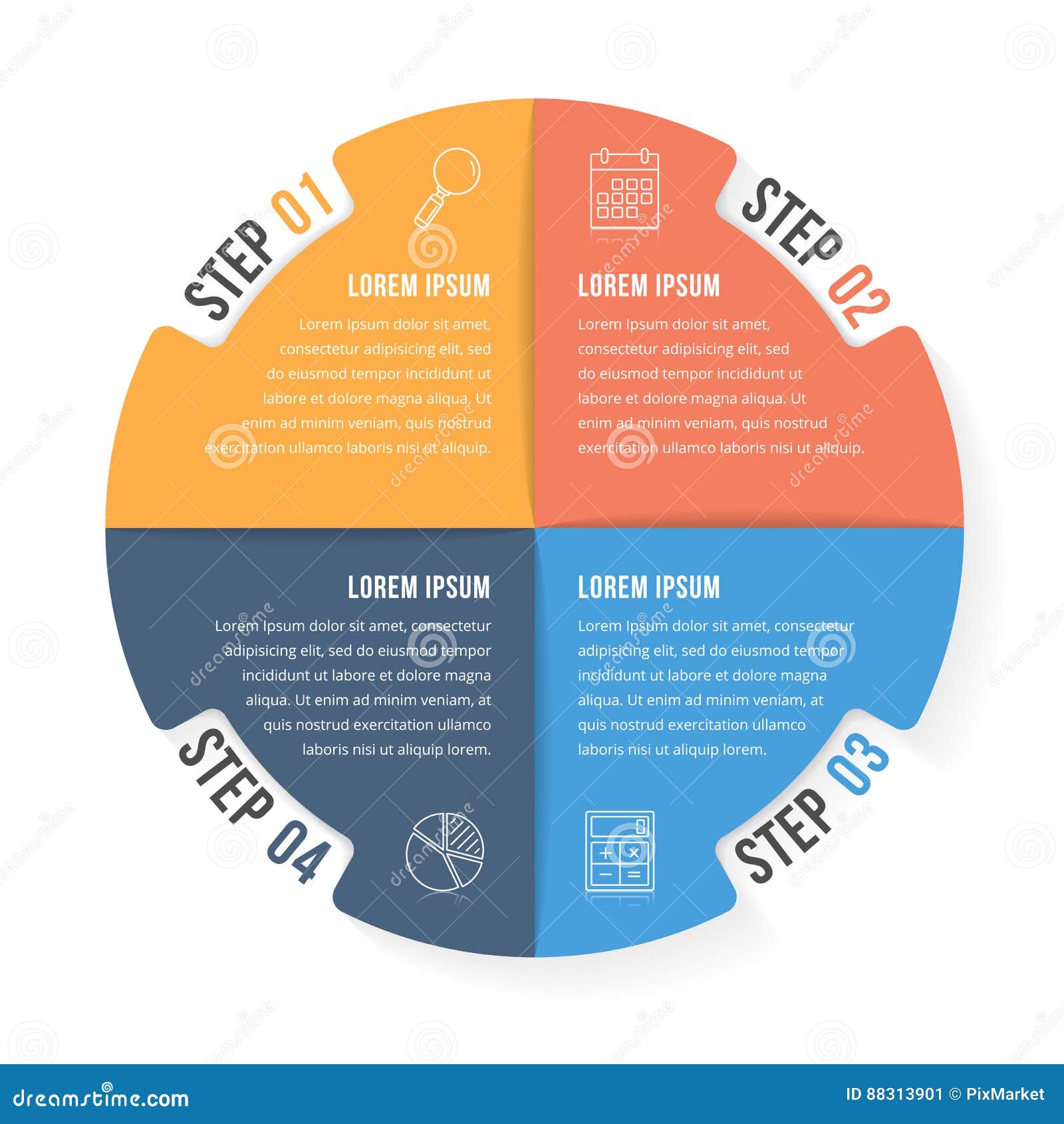 Circle Infographic Template with Four Elements Stock Vector ...