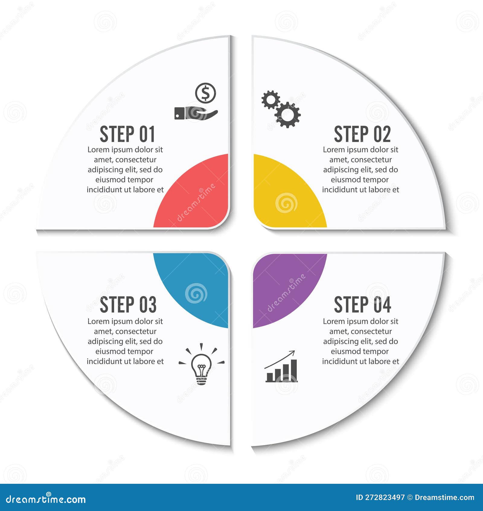 Circle Infographic Template Four Option, Process or Step for Business ...