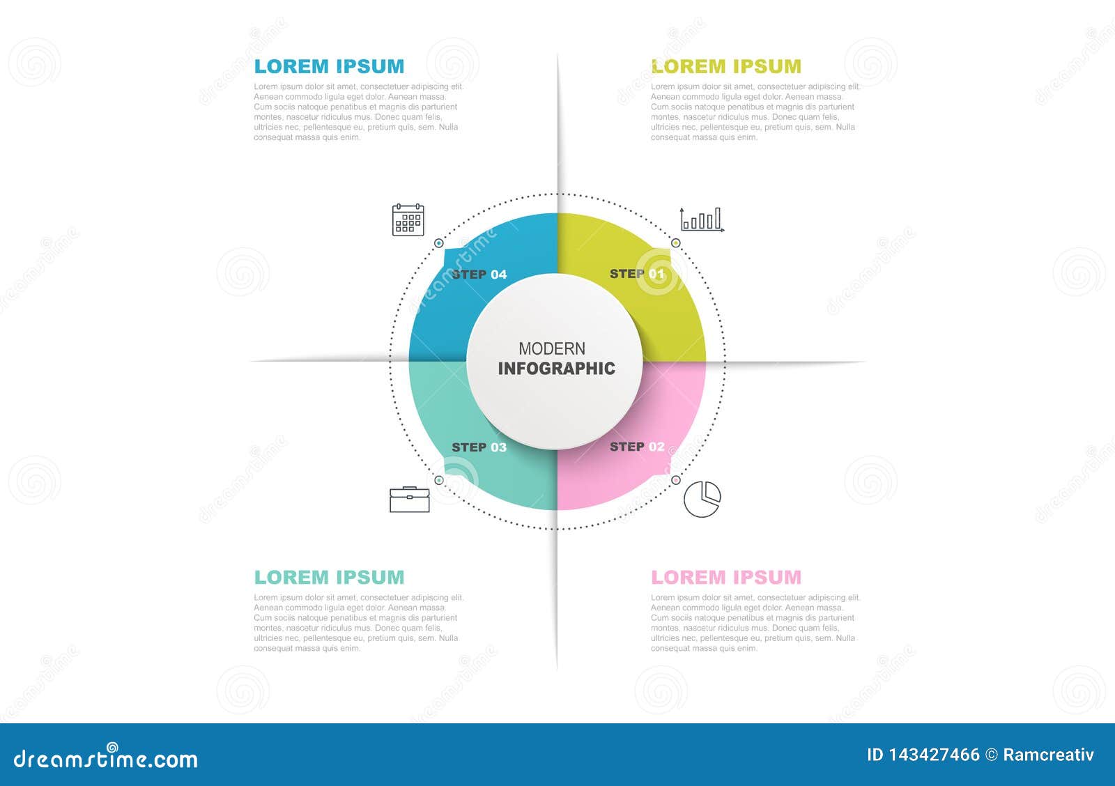Circle Infographic Template with Icons and 4 Steps or Options. Business ...