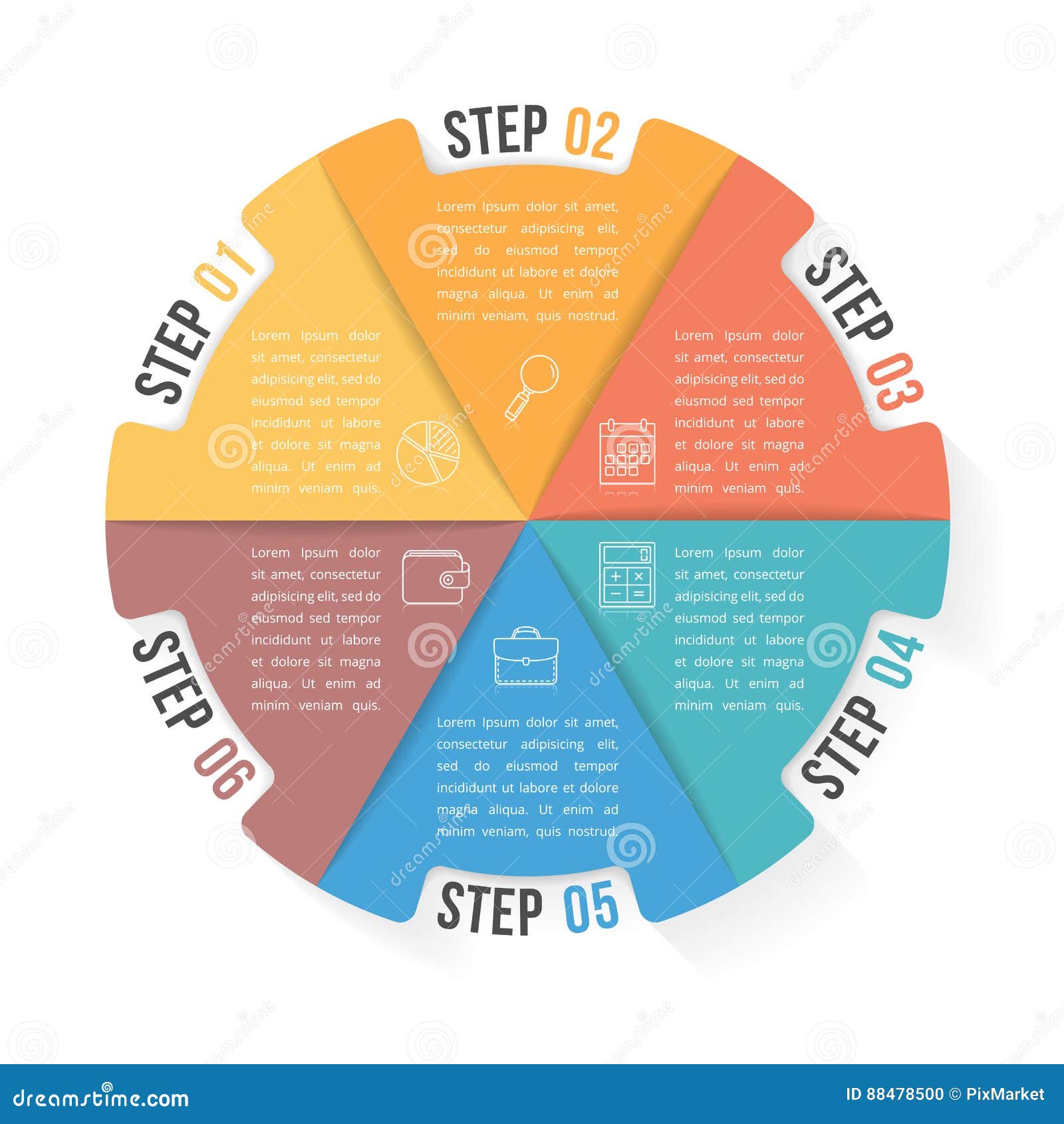 Circle Infographic Template with Six Elements Stock Vector ...